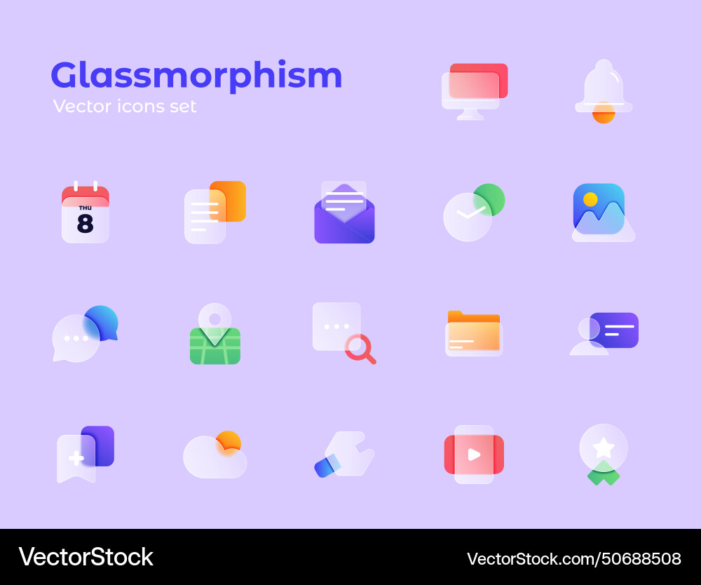 Glassmorphis icons design Royalty Free Vector Image