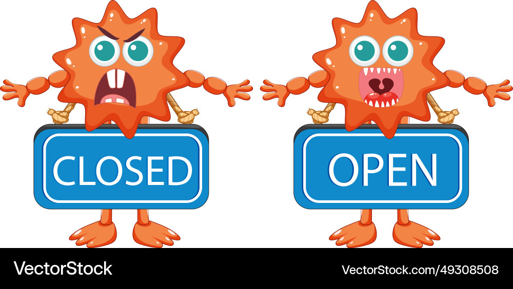 Monster cartoon character with open and closed Vector Image