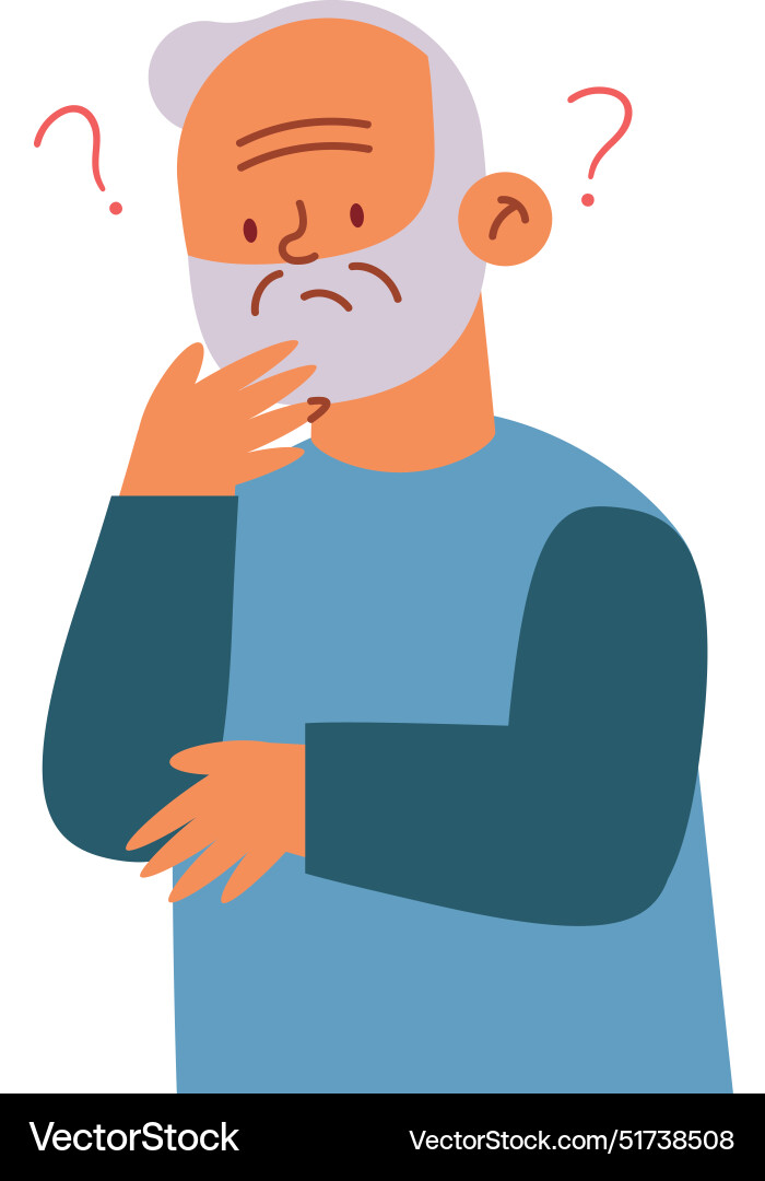 Old man confused holding head Royalty Free Vector Image