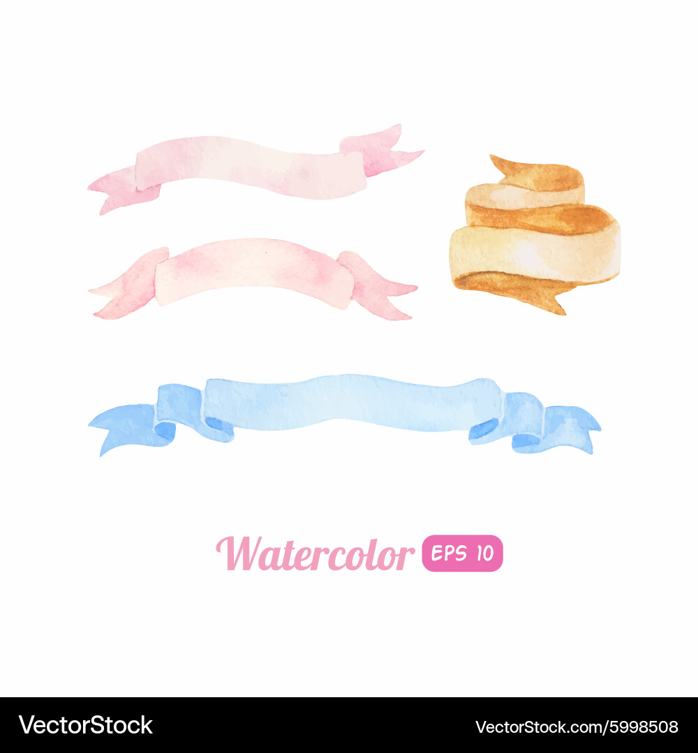 Watercolor ribbon set Royalty Free Vector Image
