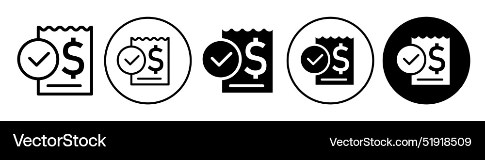 Bill paid icon outline set collection or pack Vector Image