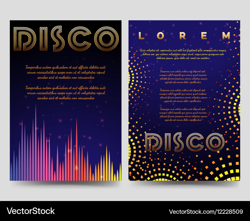 Bright disco brochure flyers template Royalty Free Vector
