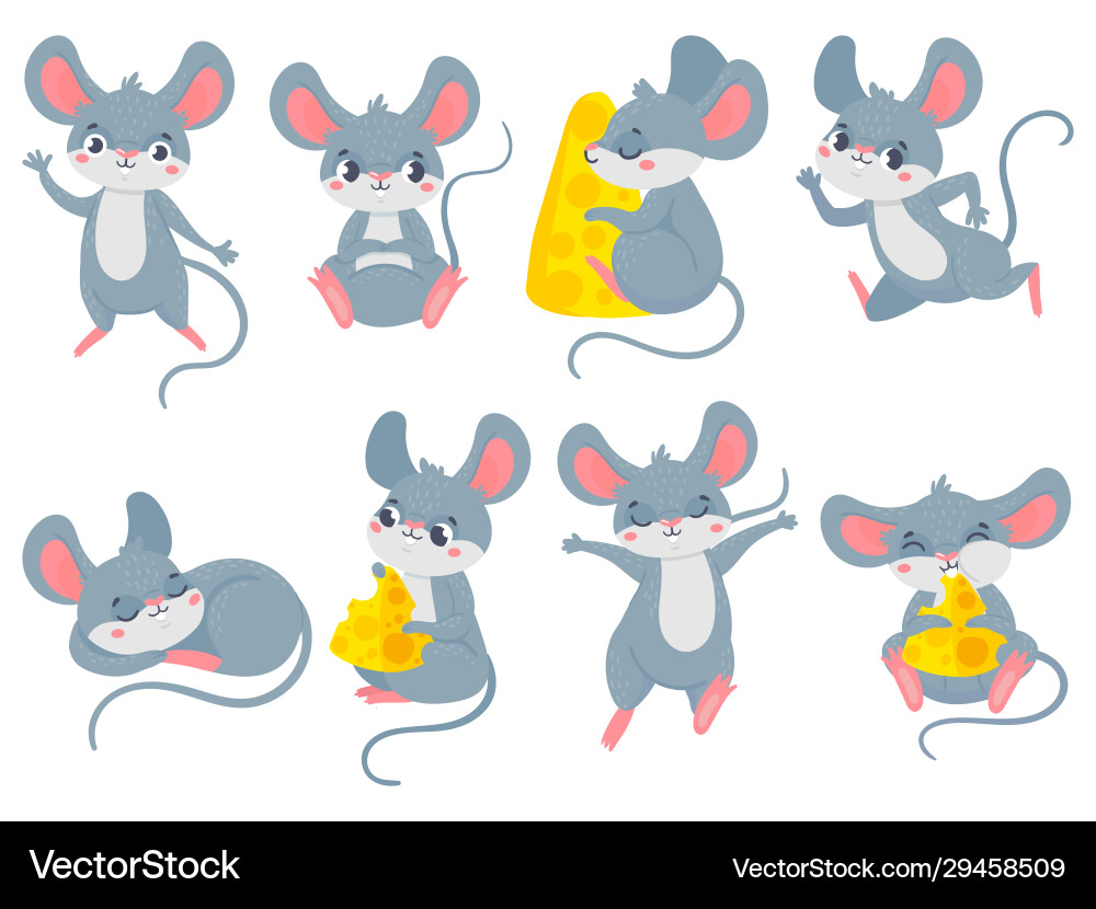 Cartoon mouse little cute mouses funny small Vector Image