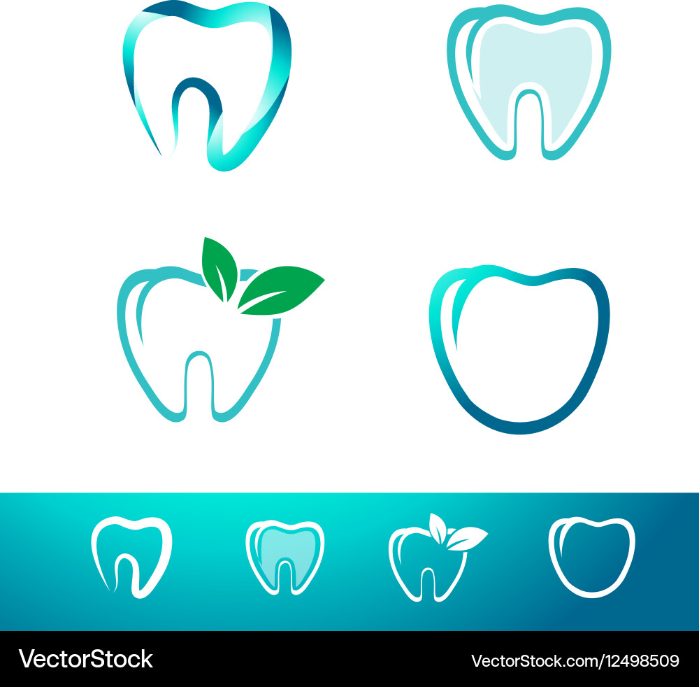 Zahn-Logo-Set Lizenzfreies Vektorbild - VectorStock