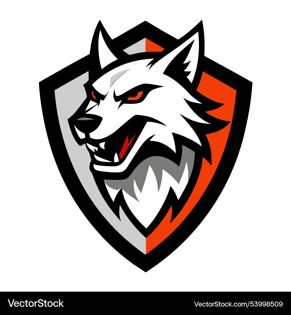 Fierce wolf in shield mascot logo Royalty Free Vector Image