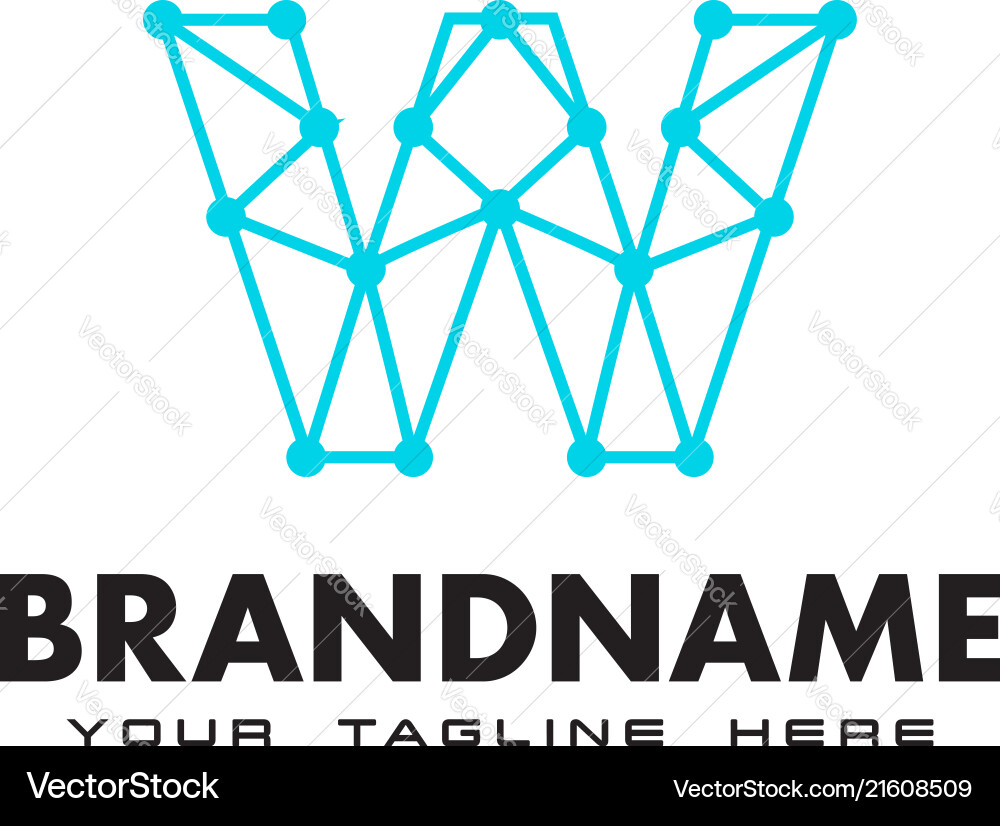 Letter w dot network connection logo design Vector Image