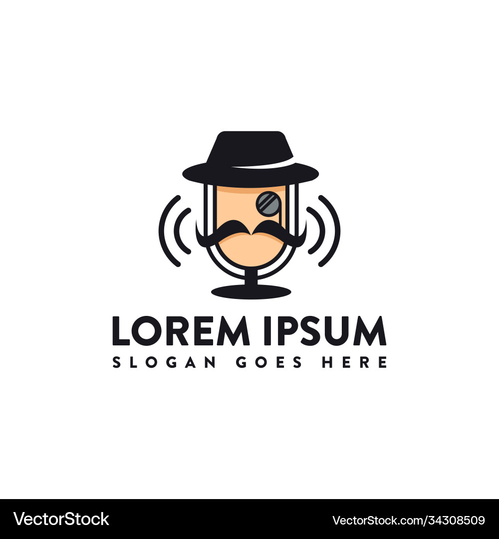 Man podcast logo icon microphone Royalty Free Vector Image