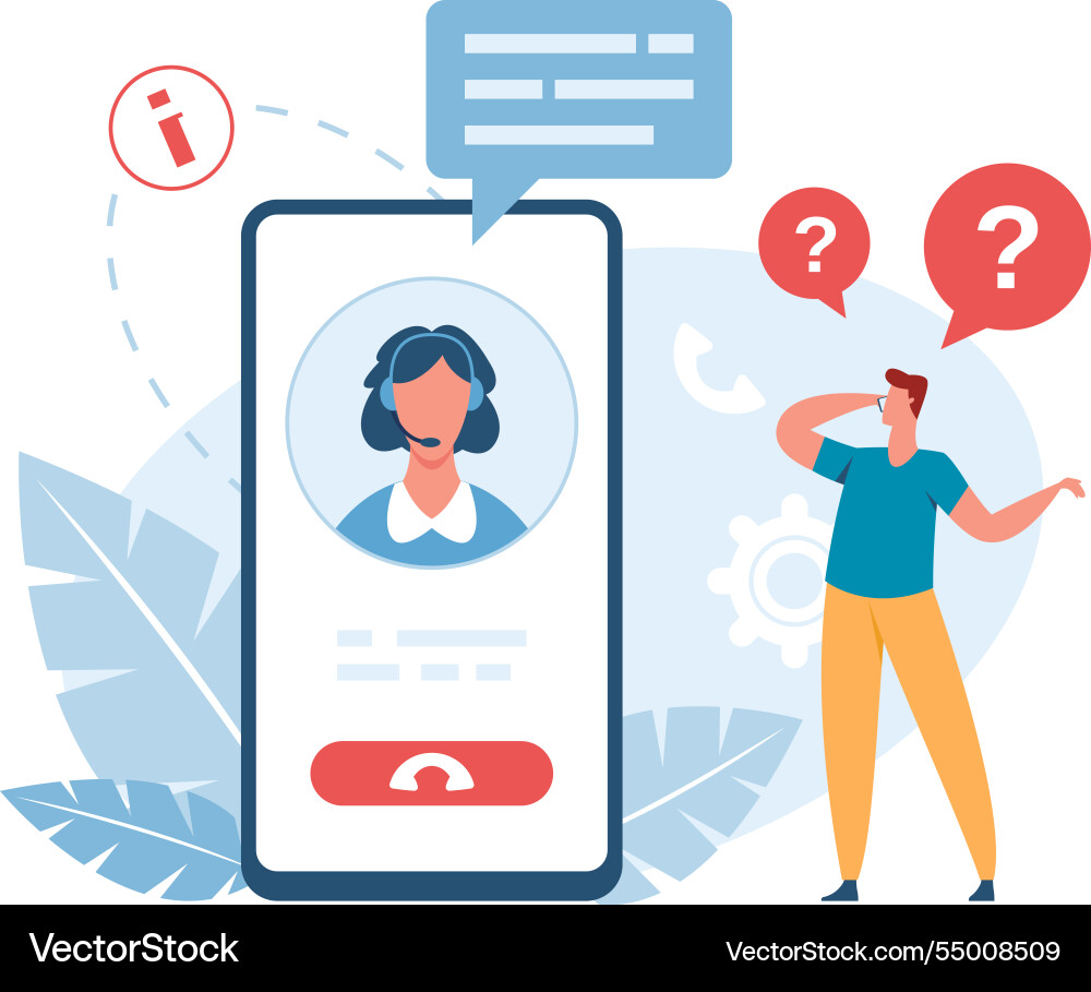 Online support center operator helping customer Vector Image