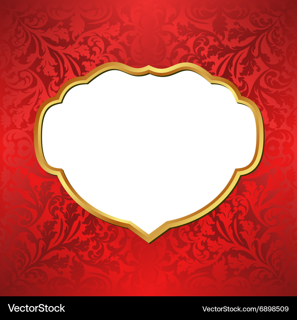 Red background with antique frame and transparent Vector Image