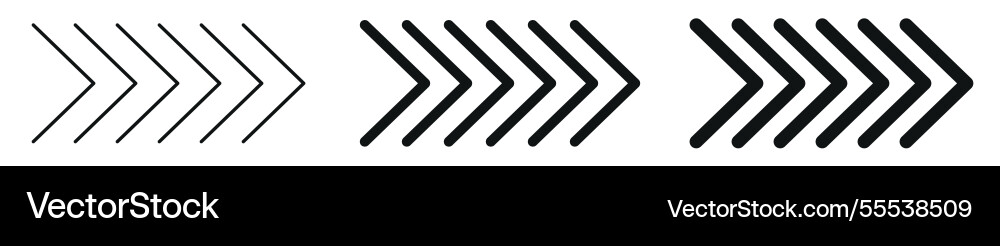 Set of black chevron arrows with editable stroke Vector Image