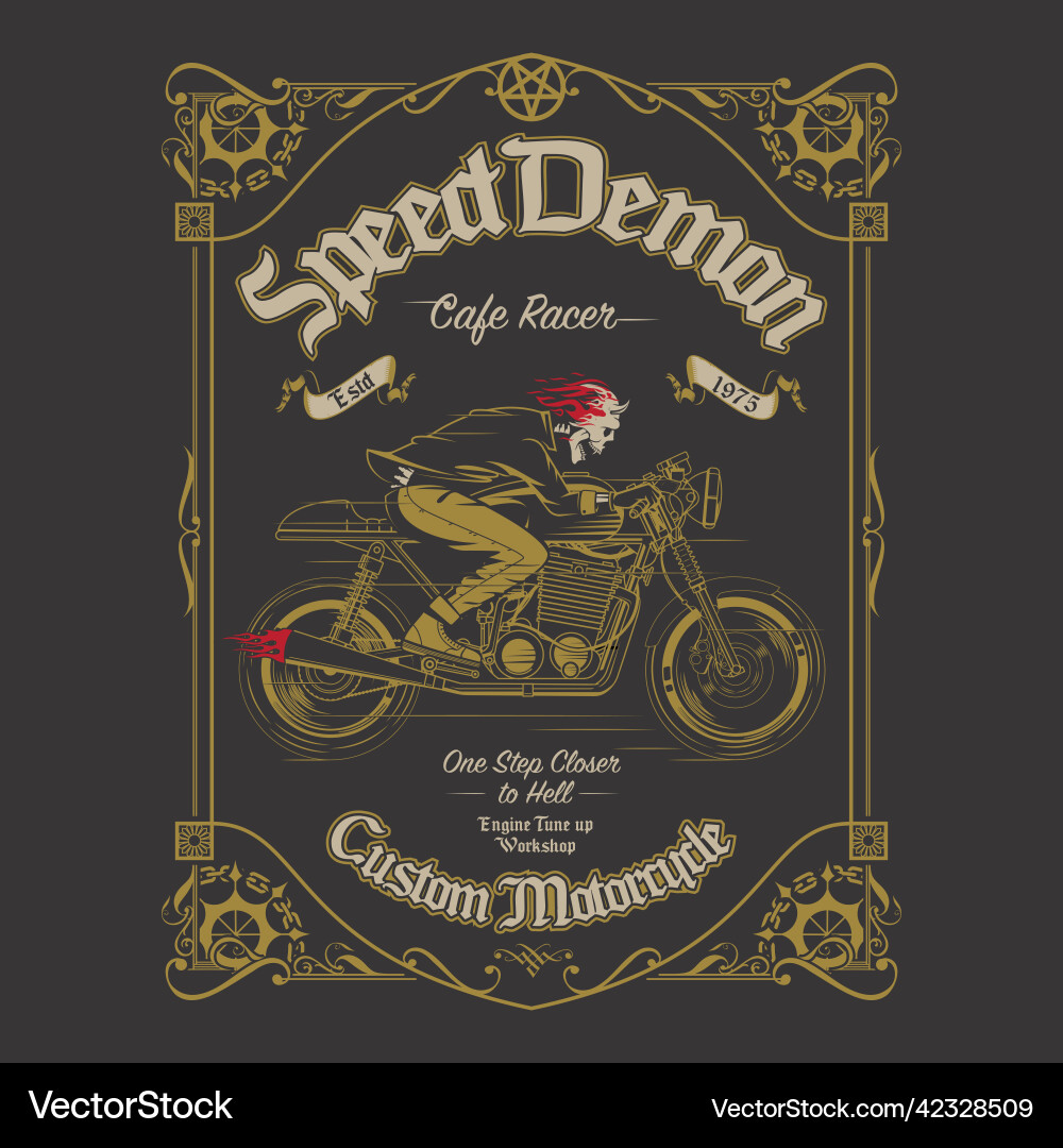 Speed demon flame skull rider Royalty Free Vector Image