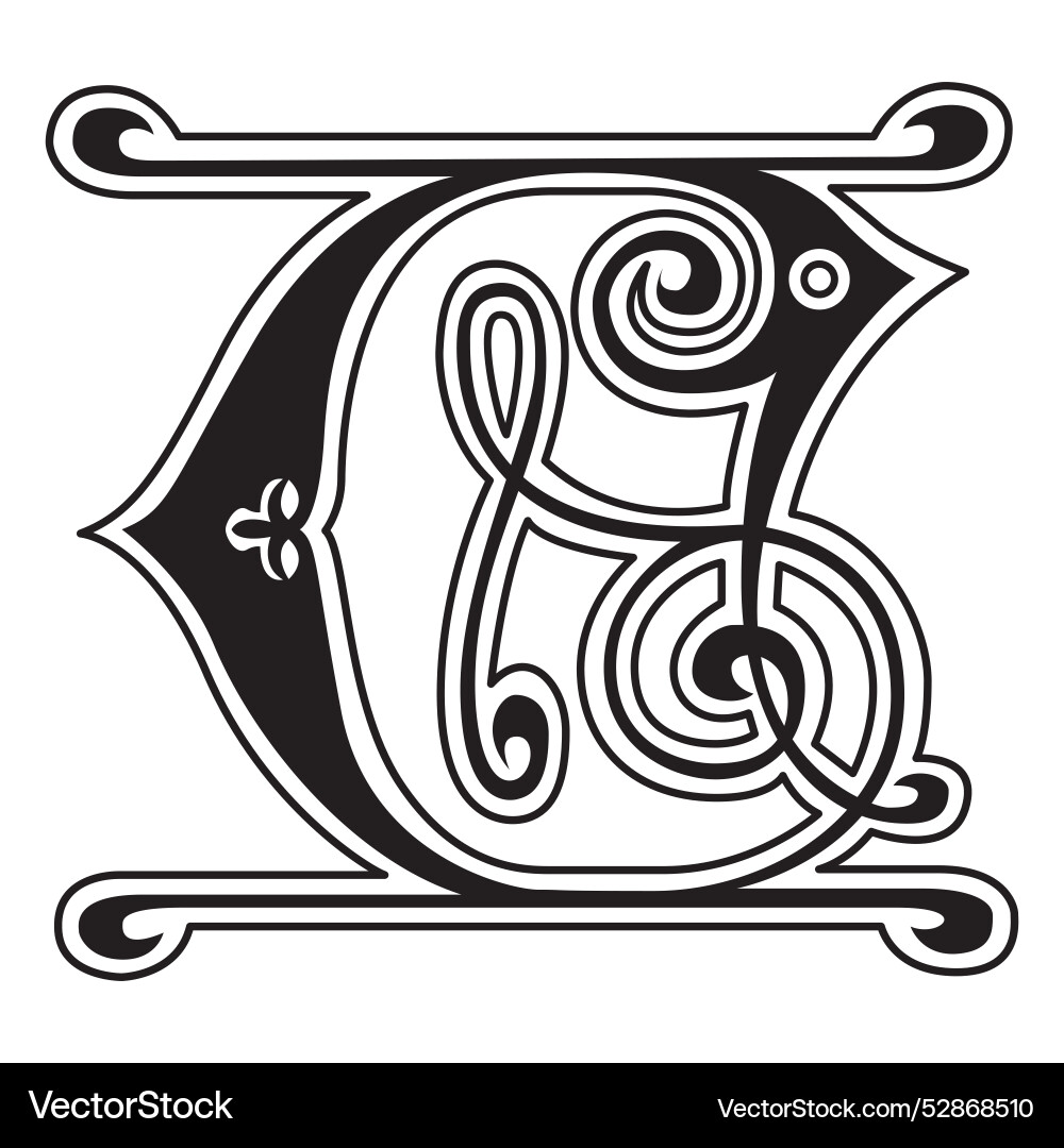 Art ginger initial caps font capital letter c Vector Image