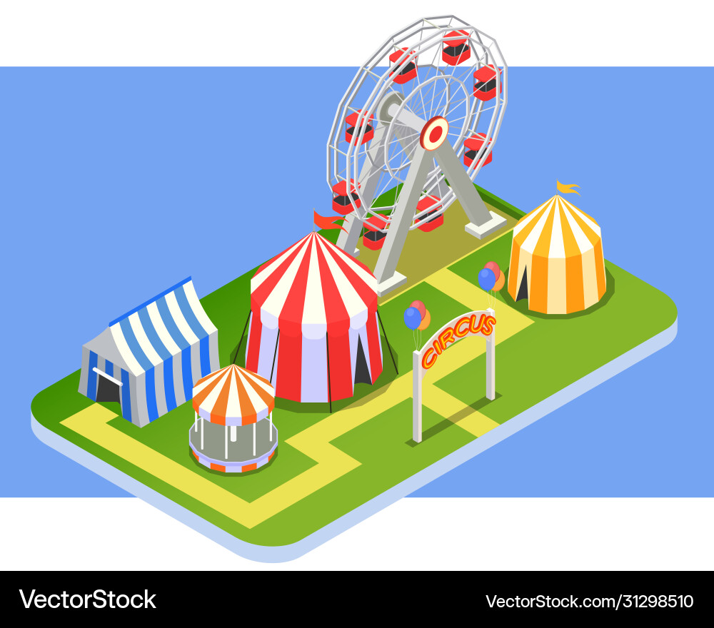 Circus isometric concept Royalty Free Vector Image