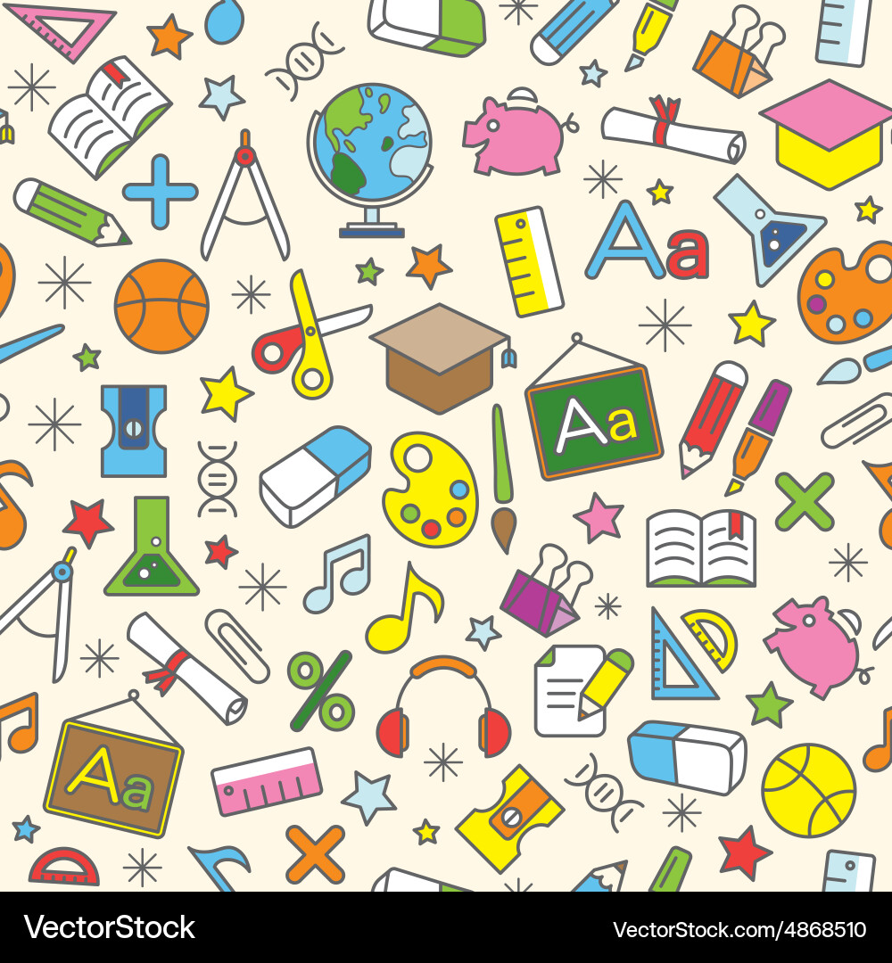 Education icons seamless pattern background Vector Image