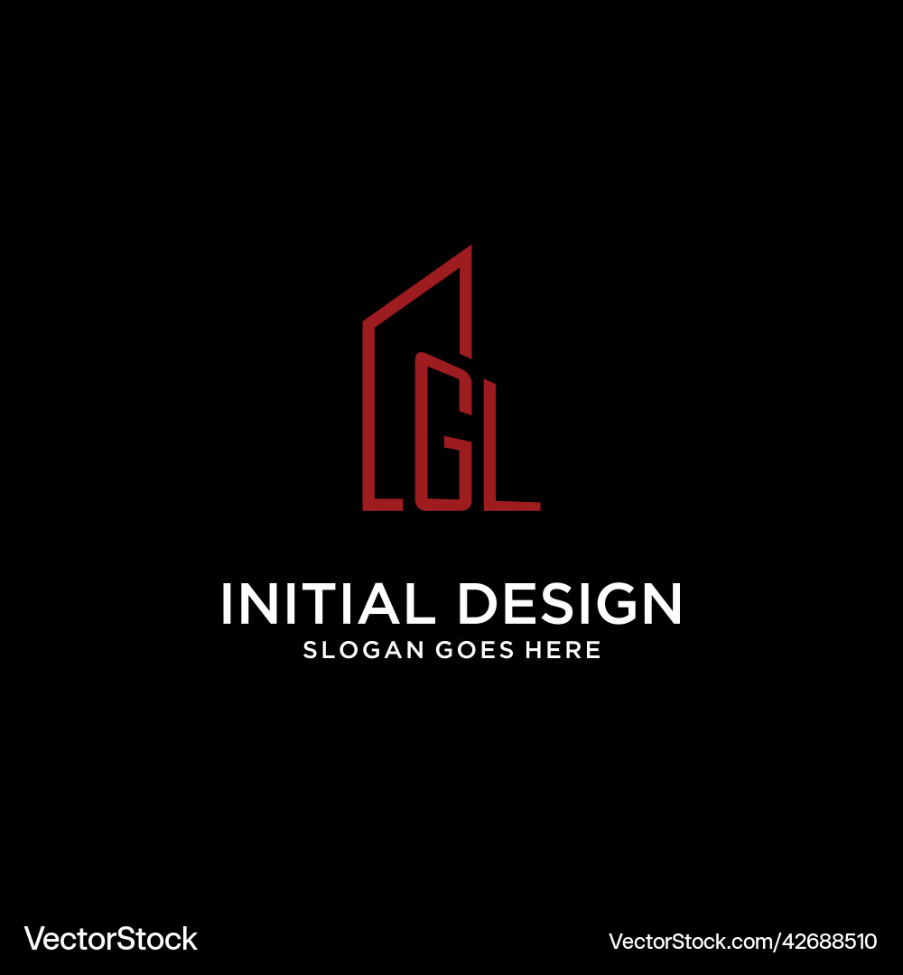 GL Initial Monogram - Building Logo Royalty Free Vector