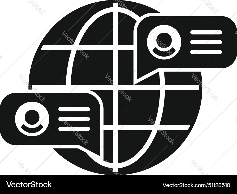 Global chat support icon simple online Royalty Free Vector