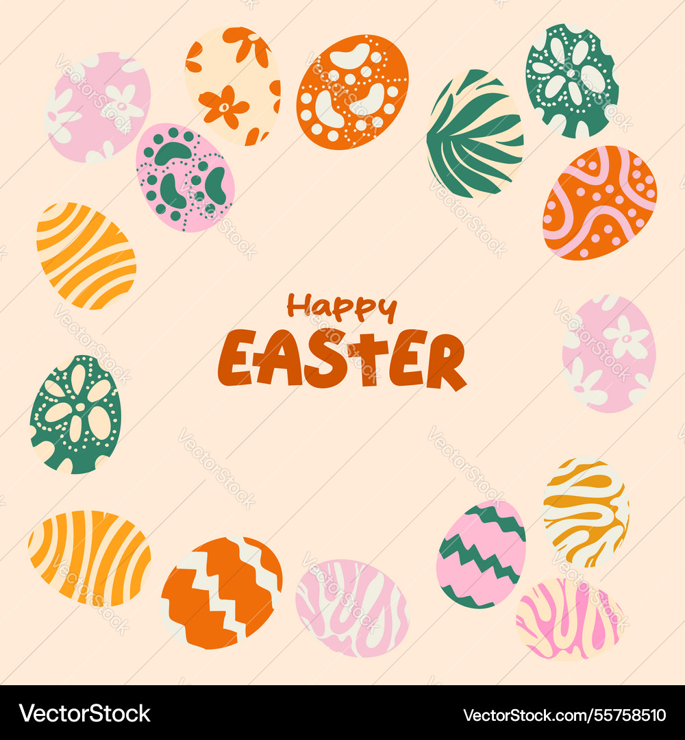 Happy easter decorative eggs frame Royalty Free Vector Image