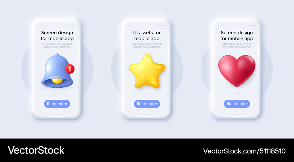 Phone screen mockups cellphone 3d frame Royalty Free Vector