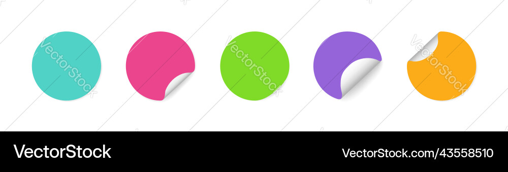 Round sticker color labels with shadow mockup Vector Image