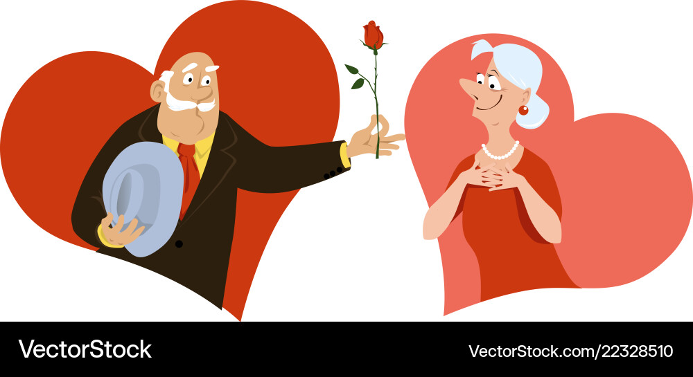Senior Romance - Rose Delivery Royalty Free Vector Image