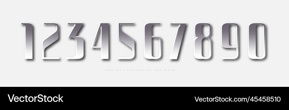 Silver colored and metal chrome narrow numbers Vector Image