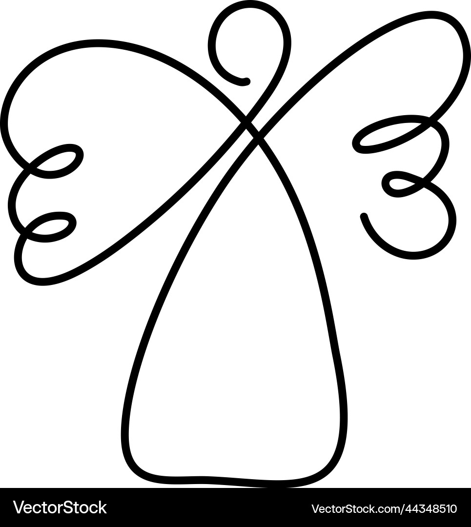 Simple angel with wings continuous line Royalty Free Vector