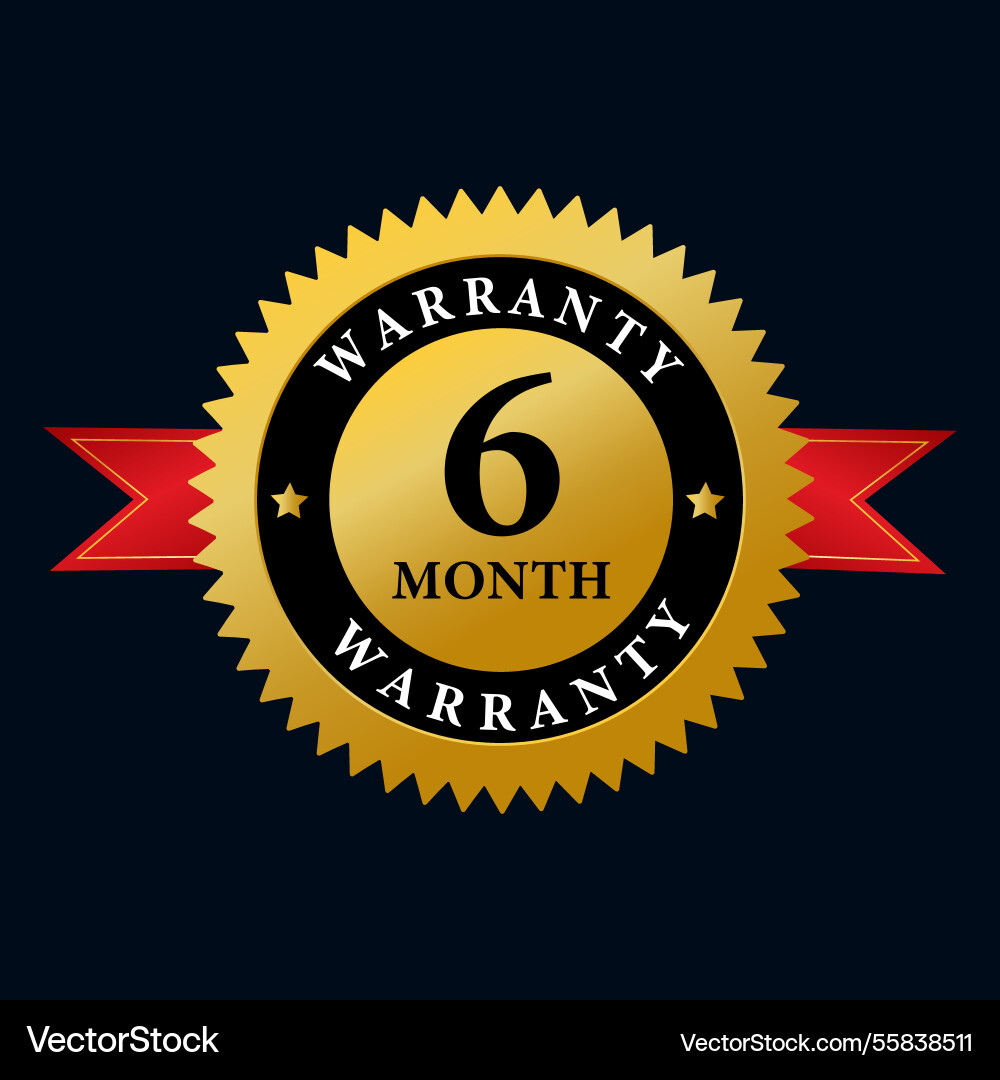 6 month warranty gold stamp Royalty Free Vector Image