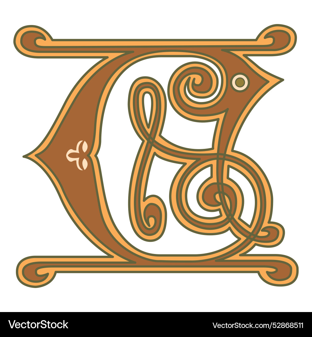 Art ginger initial caps font capital letter c Vector Image