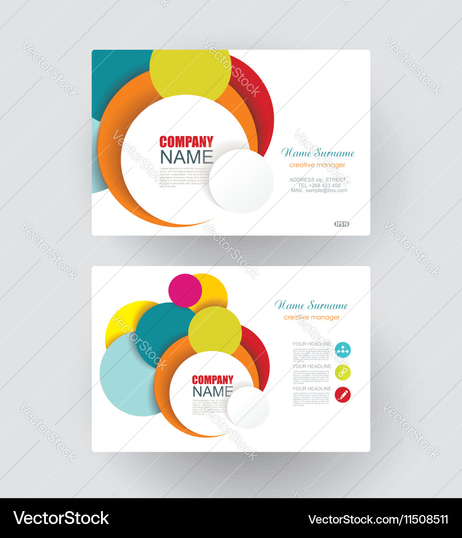 Business cards with bright circles design Vector Image