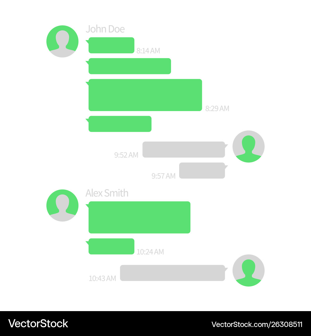Chat app template short message service Royalty Free Vector