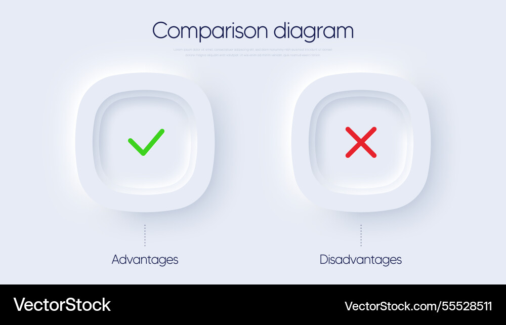 Comparison diagram with advantages and Royalty Free Vector