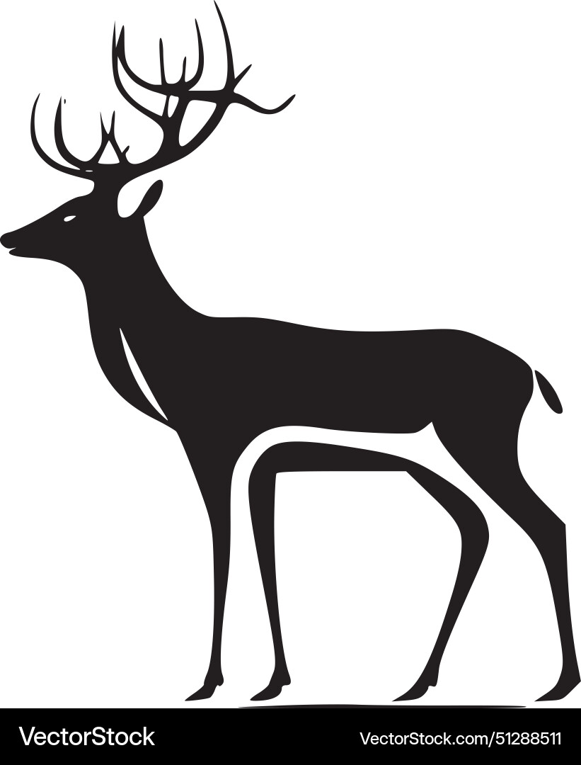Deer - black and white Royalty Free Vector Image