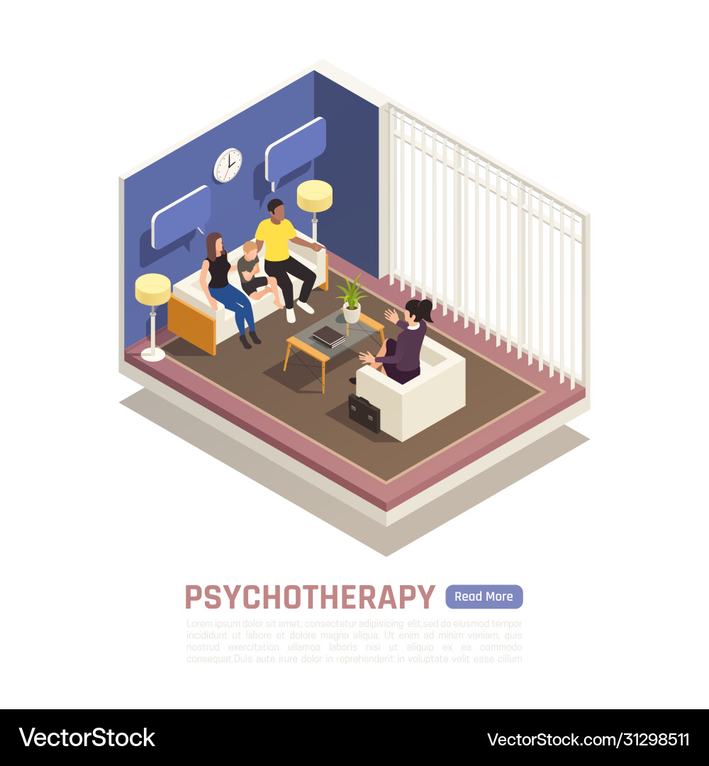 Family psychotherapy isometric Royalty Free Vector Image