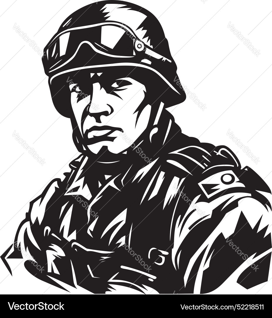 Ghost recon combat soldier logo design in black Vector Image