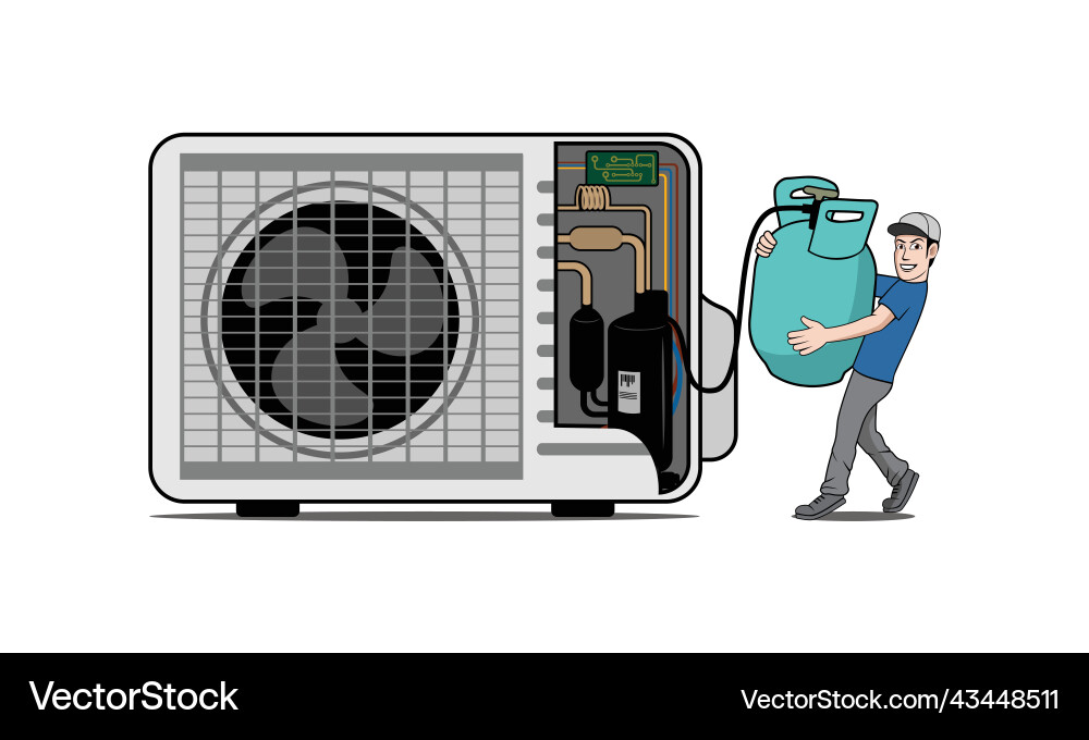Hvac service with character design Royalty Free Vector Image