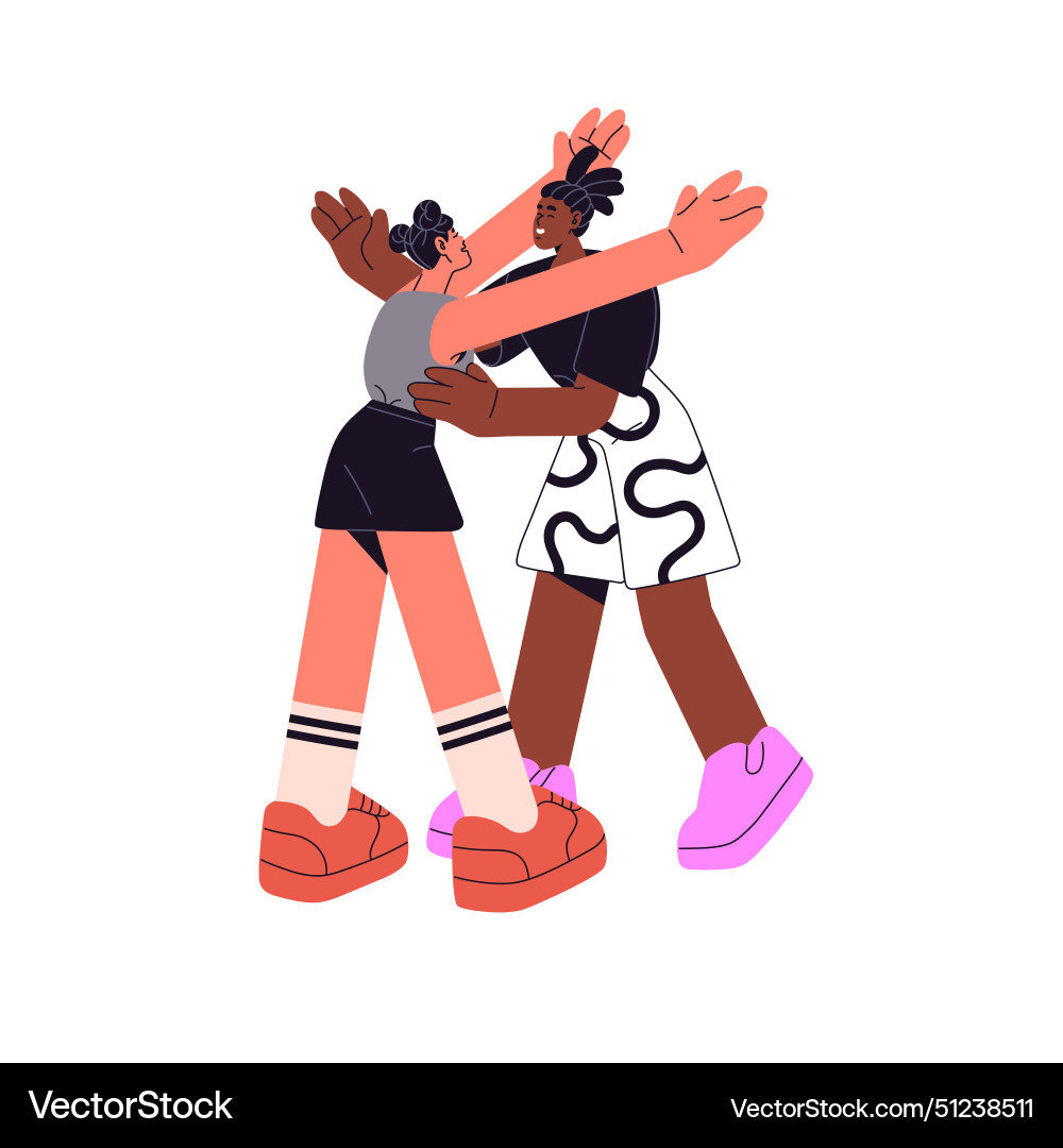People hug in greeting and say hello happy Vector Image