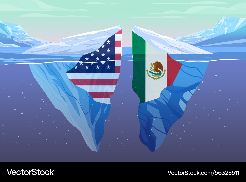 Usa mexico trade war tariffs iceberg conflict Vector Image