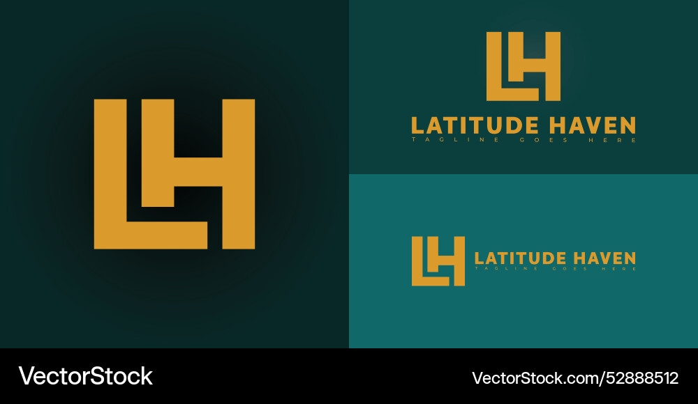 Abstract square initial letter lh or hl in gold Vector Image