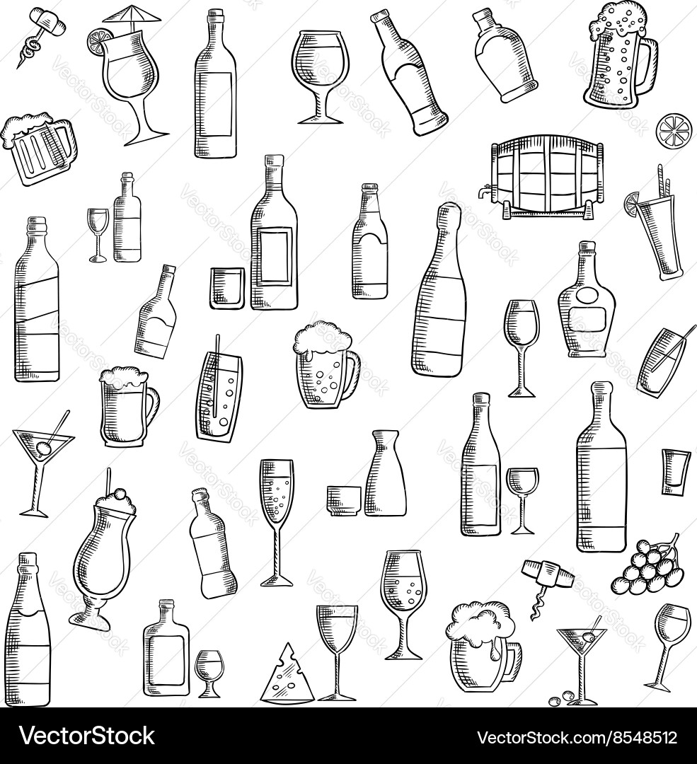 Alcohol & Beverage Icons Royalty Free Vector Image