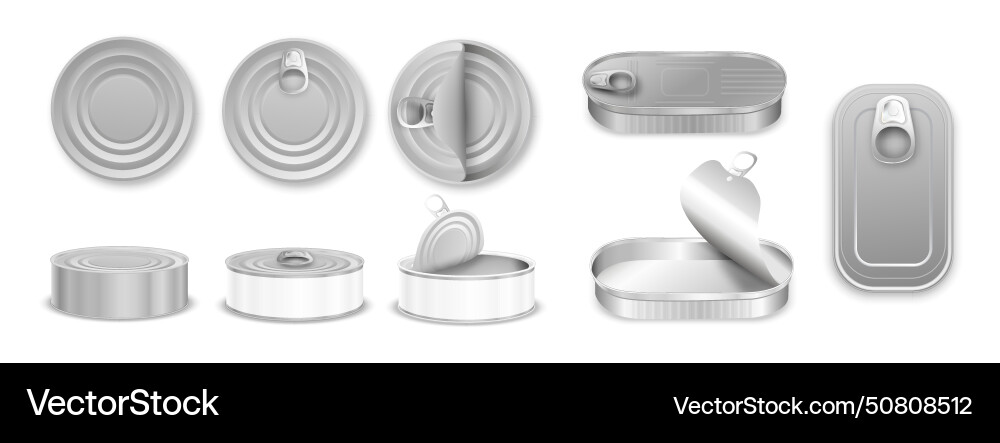 Aluminium tin can set Royalty Free Vector Image