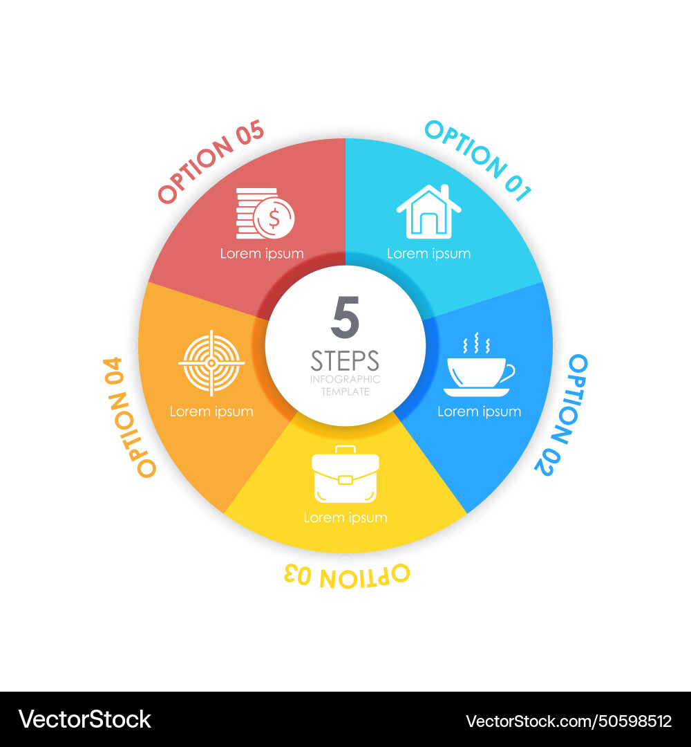 Circle business infographic template with 5 steps Vector Image