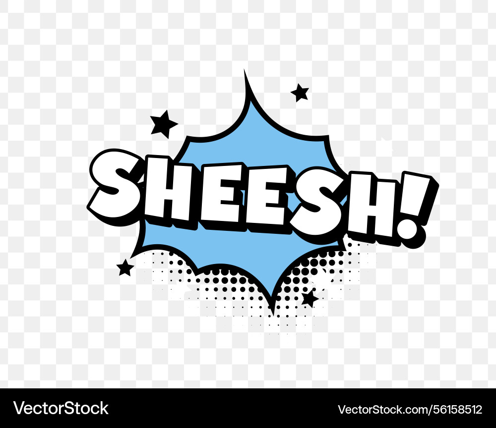 Comic Style Sheesh Text in blauen Burst Lizenzfreier Vektor