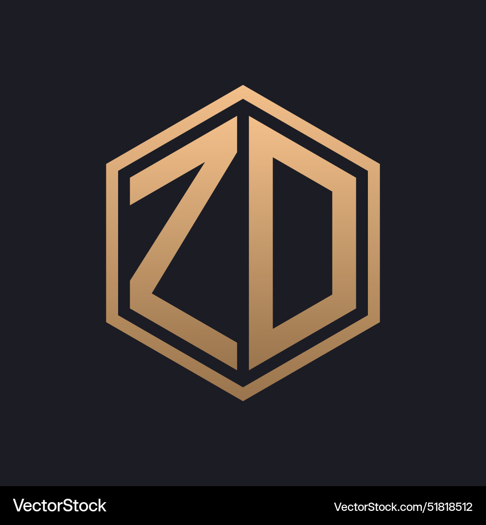 Elegant hexagon letter zd logo design initial Vector Image