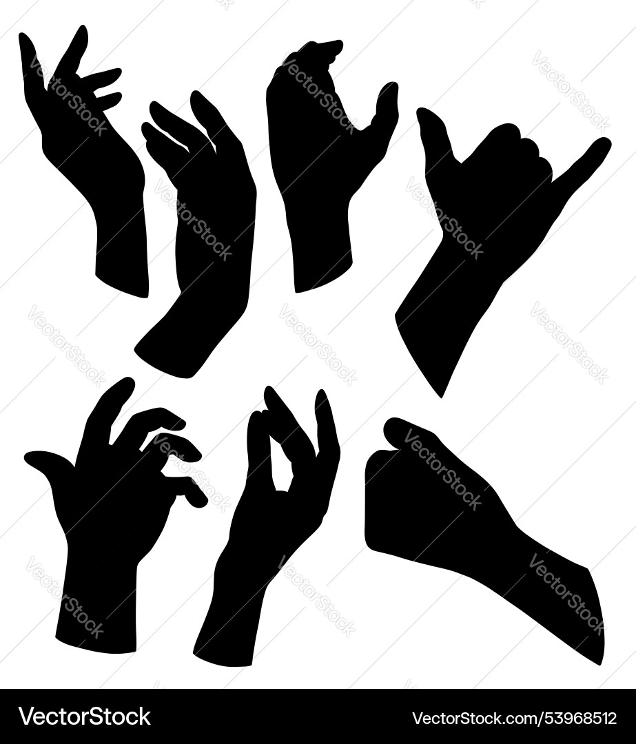 Human hand sign action black silhouette Royalty Free Vector