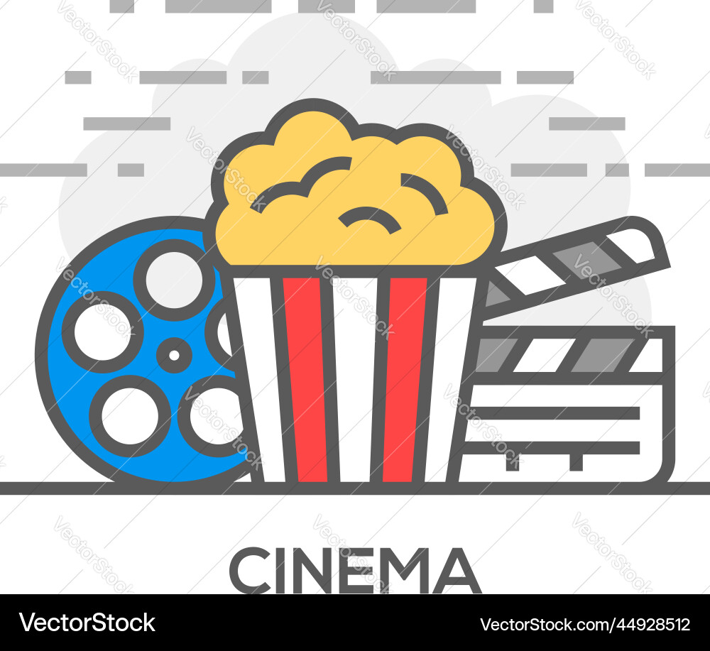 Movie and cinema flat line concept Royalty Free Vector Image
