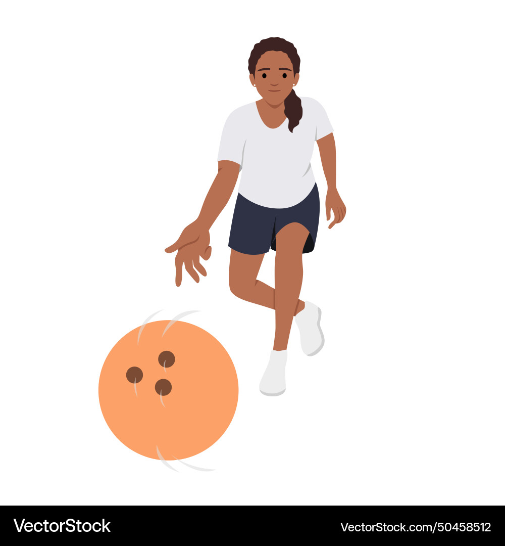Pretty girl playing bowling front view with smile Vector Image