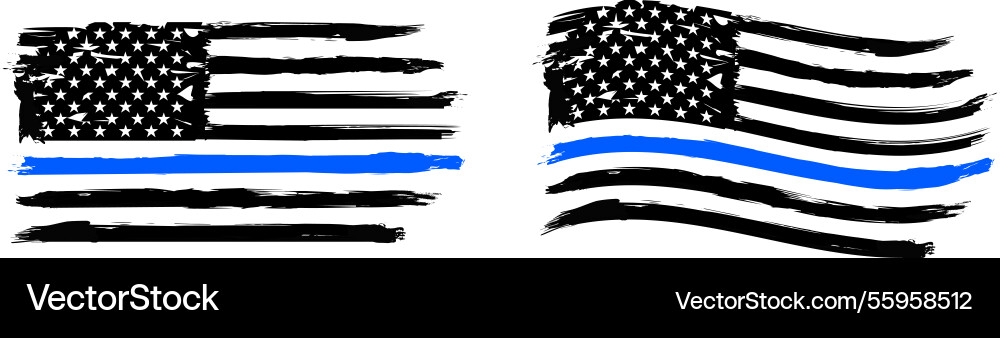 Thin blue line flag with police Royalty Free Vector Image