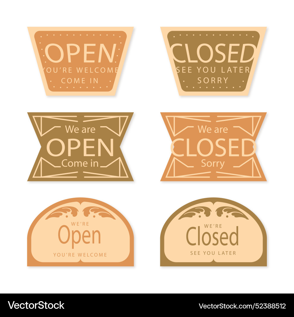 Vintage open and closed signboard collection Vector Image