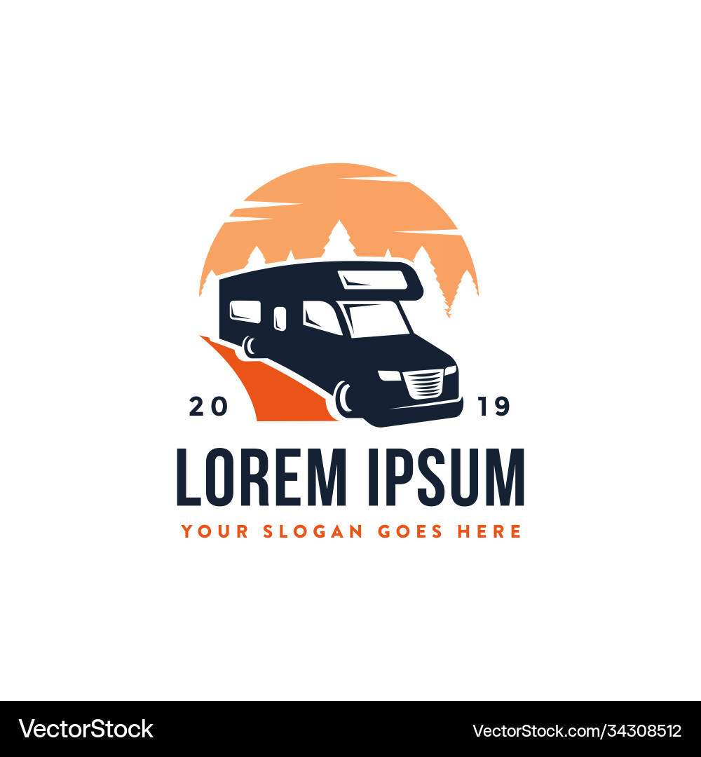 Vintage retro rv camper van logo icon template Vector Image