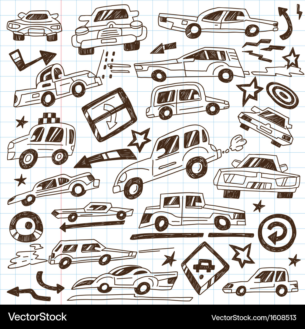 Cars - doodles Royalty Free Vector Image - VectorStock